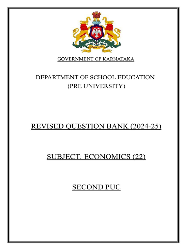 2nd Puc Eco Question Bank | PDF | Demand | Gross Domestic Product