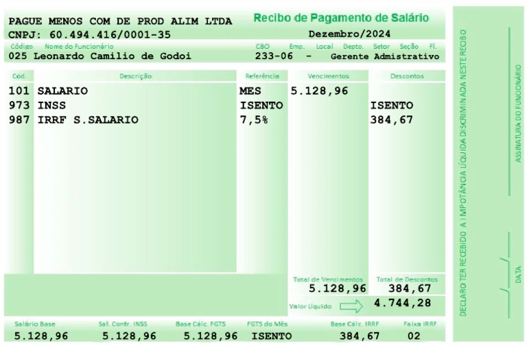 Holerite Dez2024 Leonardo | PDF