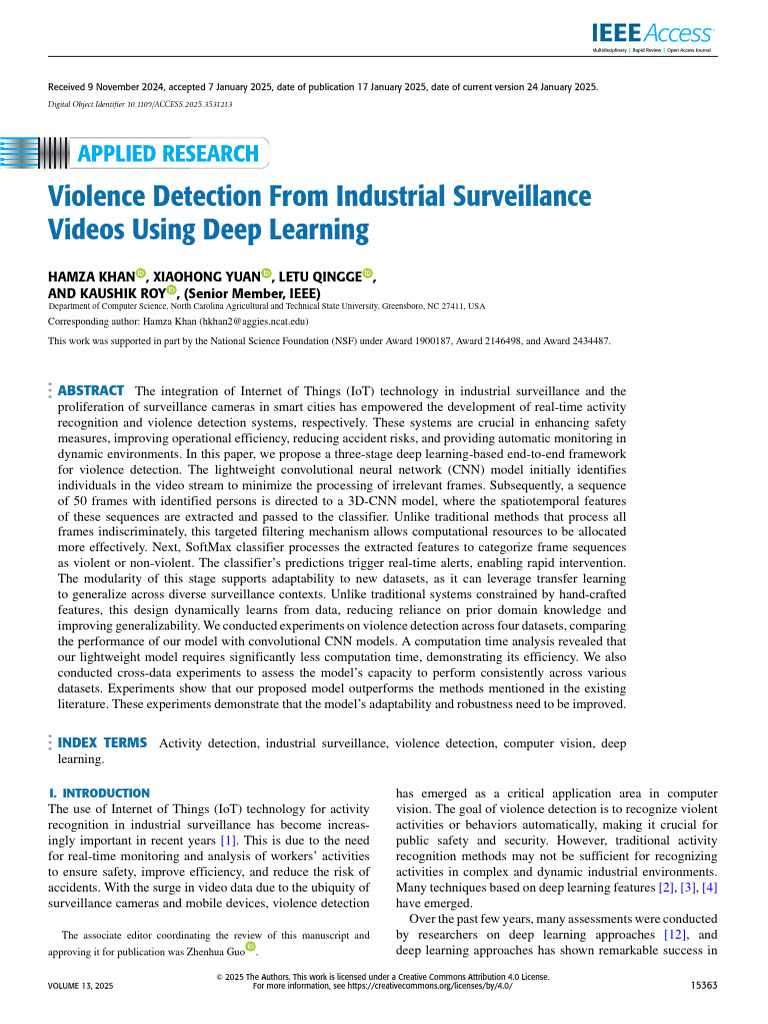 Deep Learning for Industrial Violence Detection | PDF | Deep Learning ...