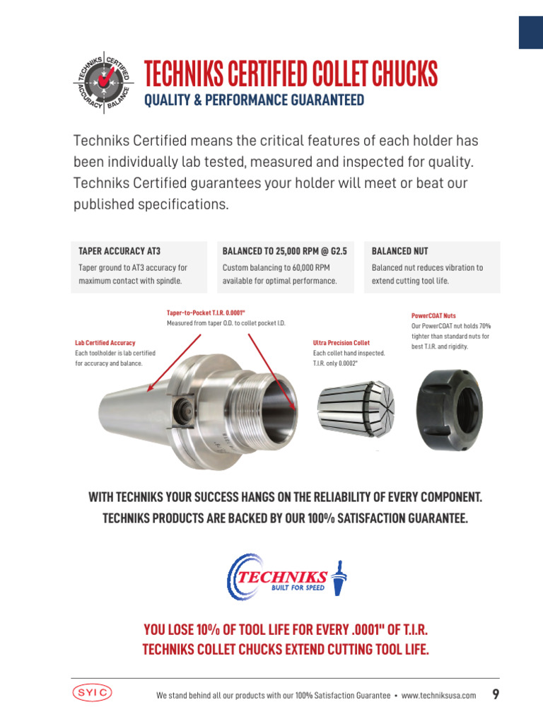 Techniks CAT40 ER Collet Chucks Guide | PDF | Woodworking | Tools