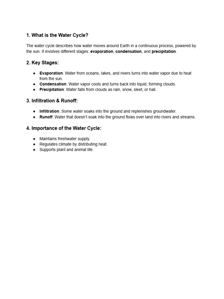 What Is The Water Cycle?: Evaporation Condensation Precipitation | PDF