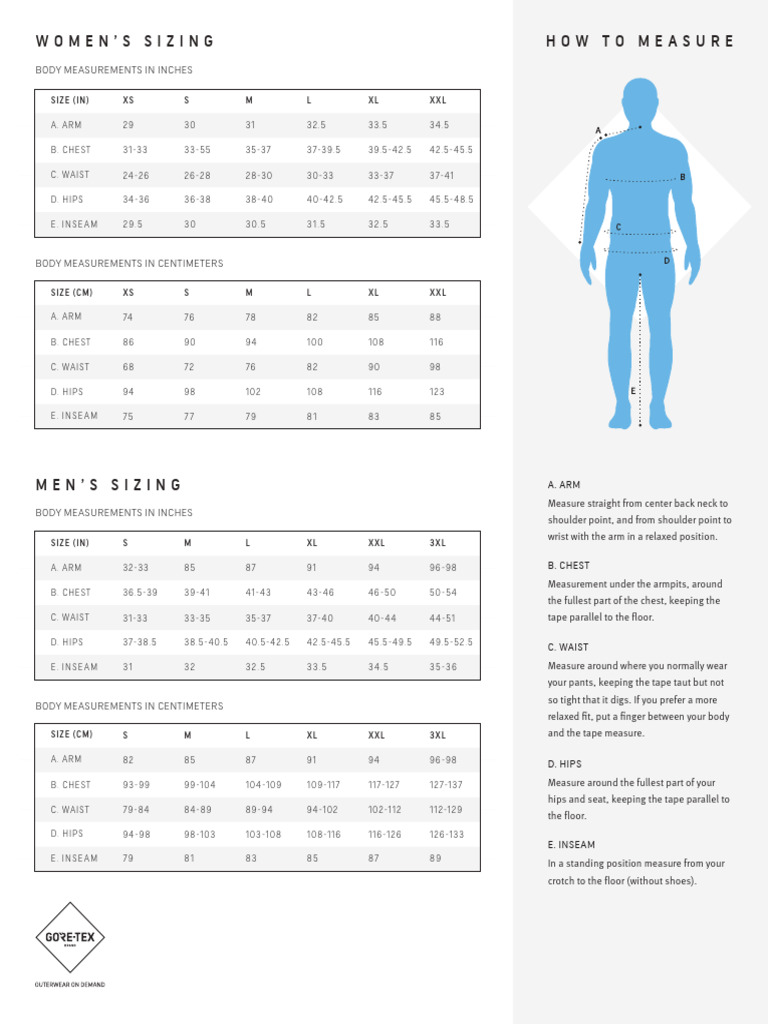 Gore-Tex Ood Sizeguide | PDF
