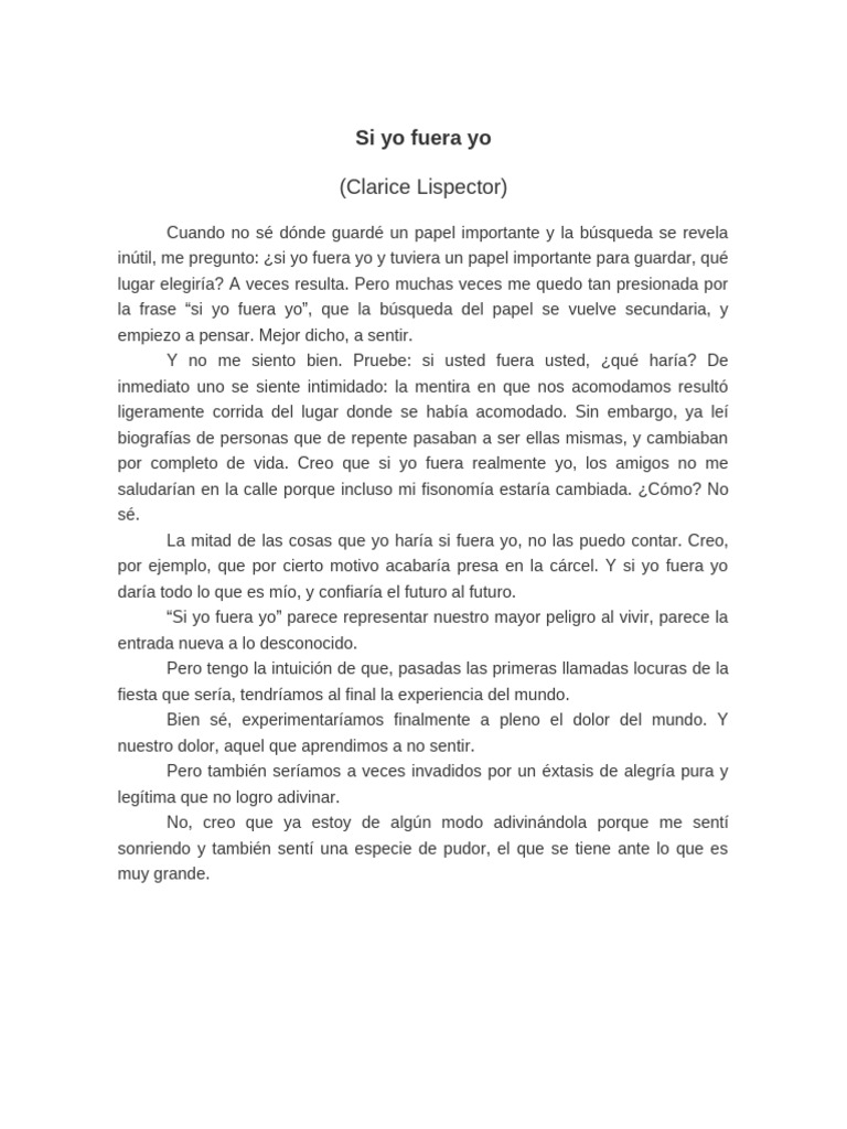 Si Yo Fuera Yo | PDF