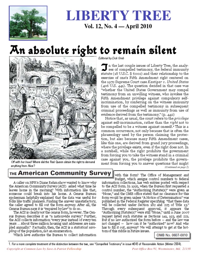 An Absolute Right To Remain Silent | PDF | Fifth Amendment To The ...