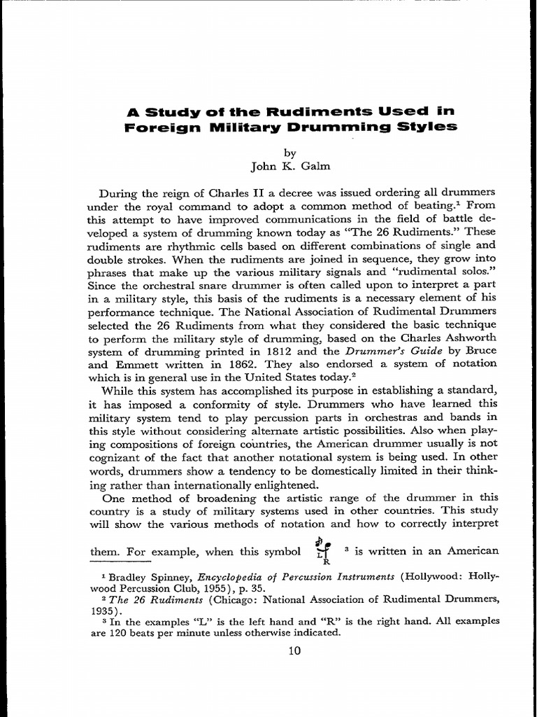 A Study of The Rudiments Used in Foreign Military Drumming Styles | PDF ...