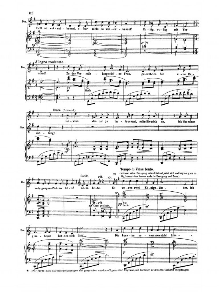 Das Lied von den Königskindern (Die Lustige Witwe) | PDF