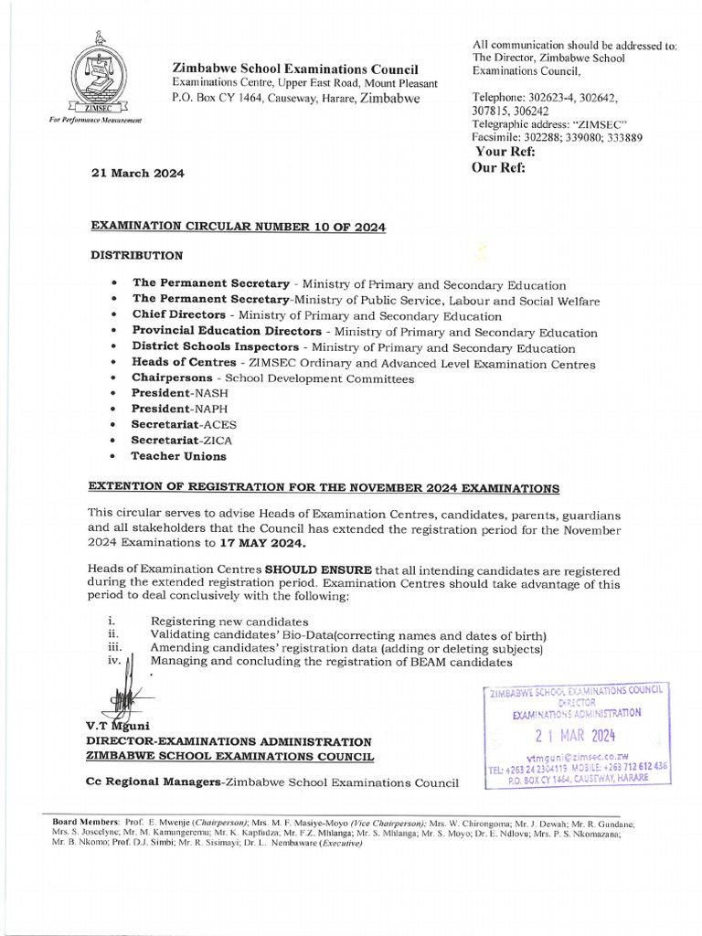 Exam Circular 10 Extention of Registration | PDF