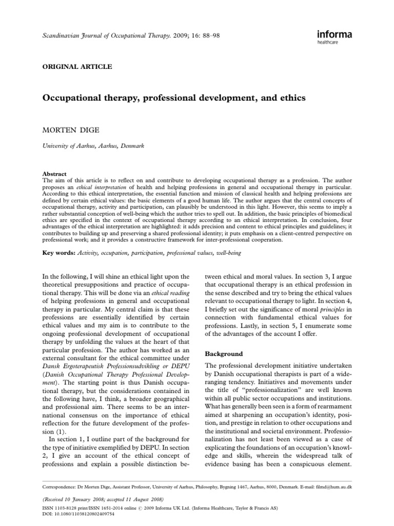 Occupational Therapy, Professional Development and Ethics | PDF ...