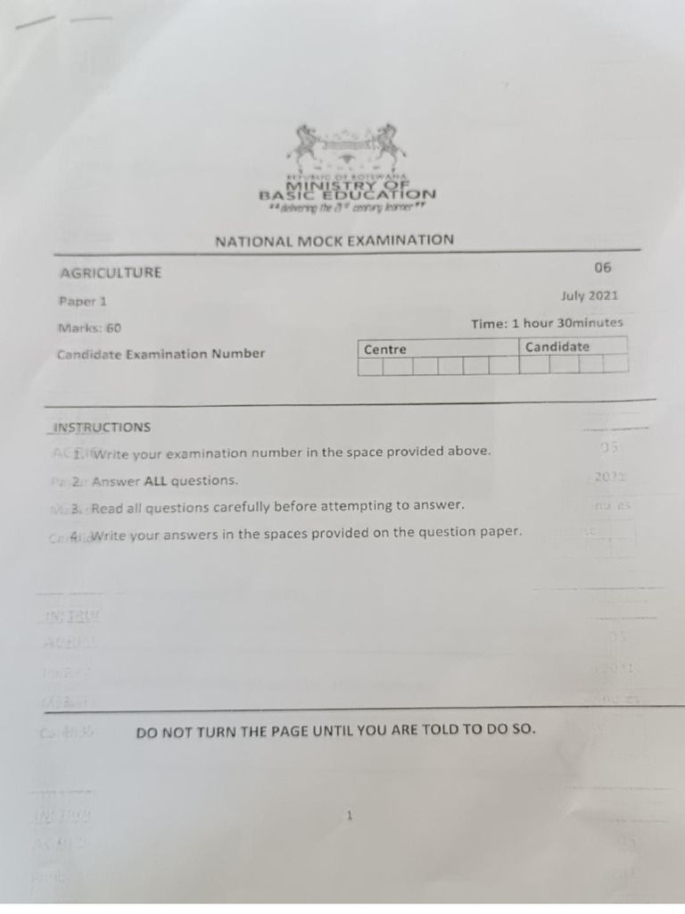 Agriculture Mock 2021 STD7 | PDF