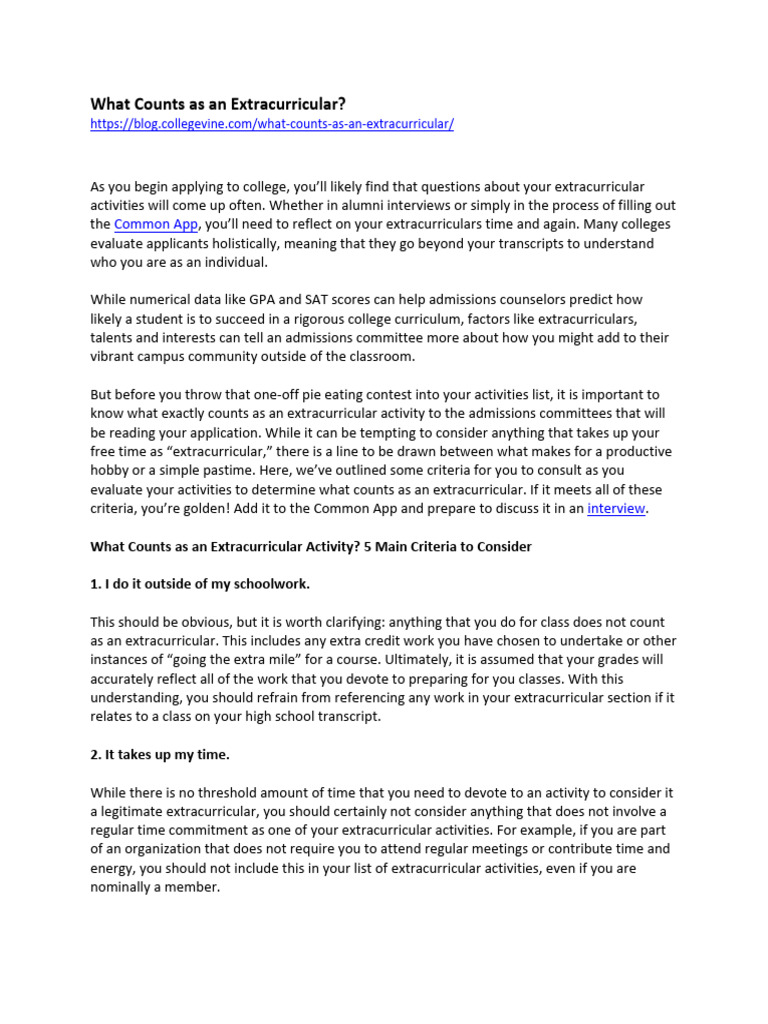 What Counts as an Extracurricular | PDF