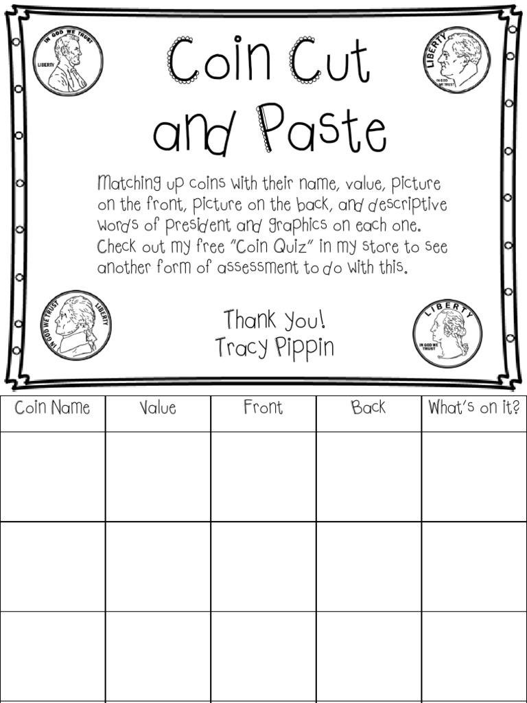 Coin Cut and Paste: Thank You! Tracy Pippin | PDF