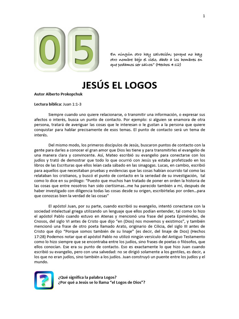 Jesús: El Logos de Dios en Juan | PDF | Logos | Jesús