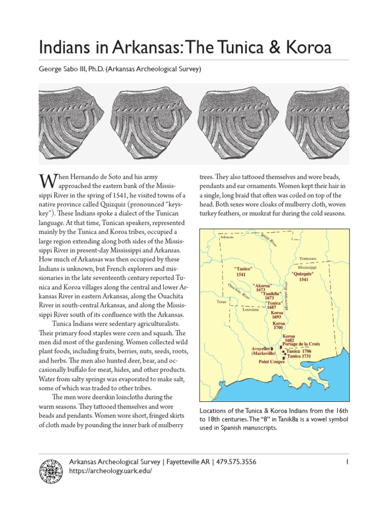 Indians in Arkansas: The Tunica and Koroa | PDF | Native American ...