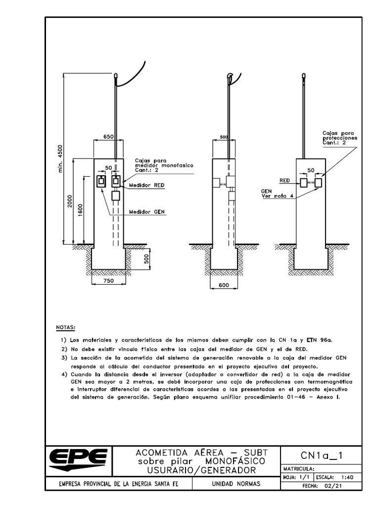 CN1a 1 Acometida Aerea-subt Sobre Pilar MONOF Usuario-Generador ...