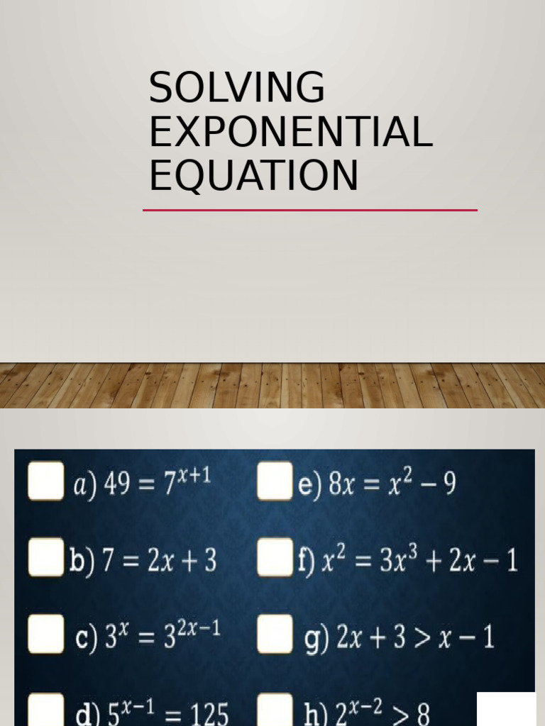 Solving Exponential Equation | PDF