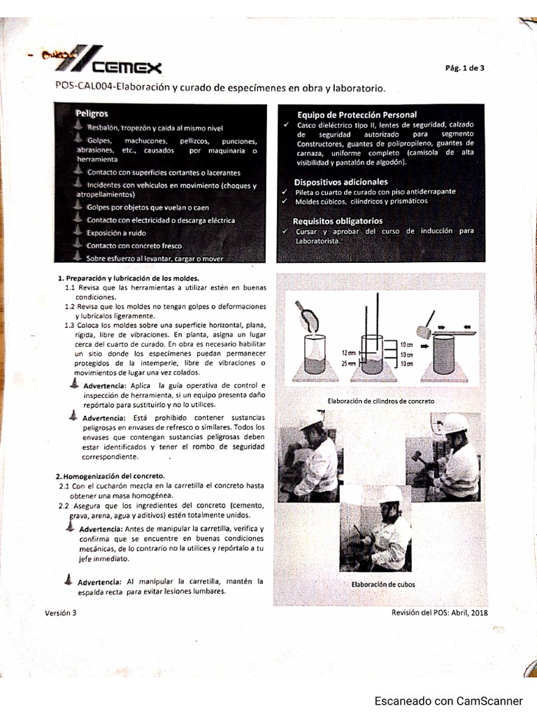 Elaboracion y Curado de Especimenes-Poc Cemex | PDF