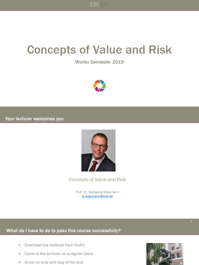 CVR_Lecturer Slides_Sessions 1-3 | PDF | Financial Risk | Present Value