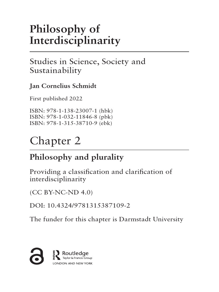 Philosophy of Interdisciplinarity: Studies in Science, Society and Sustainability | PDF ...