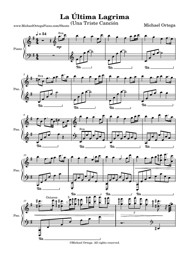 La Ltima Lagrima Una Triste Canci N Piano Only Score | PDF