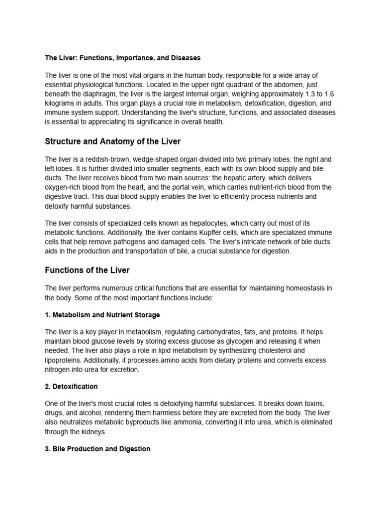 800 Word Essay Liver | PDF | Liver | Cirrhosis