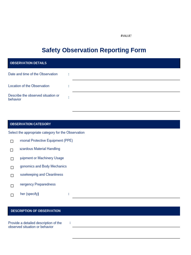 Safety Observation Report | PDF