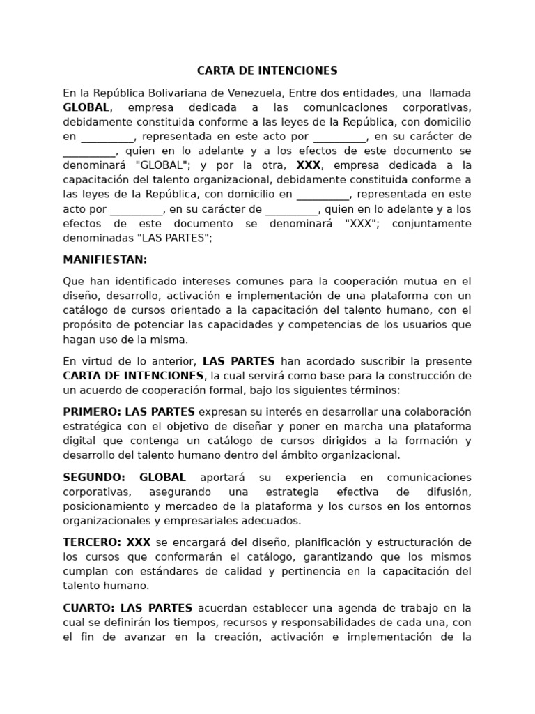 Carta de Intenciones | PDF