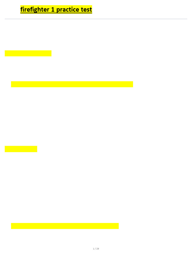 Firefighter 1 Practice Test | PDF | Knot | Combustion