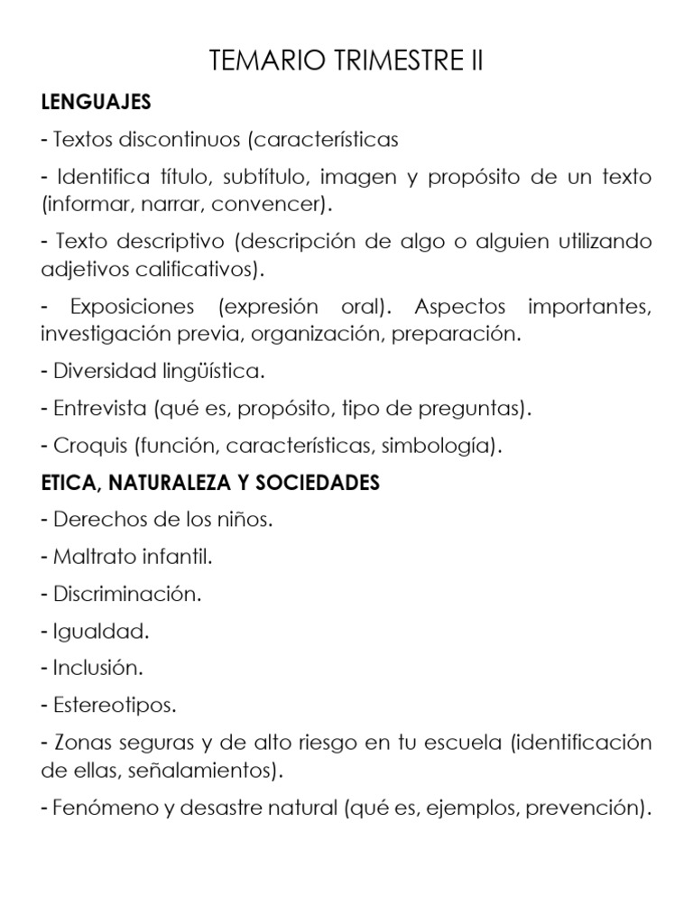 Temario Trimestre II | PDF