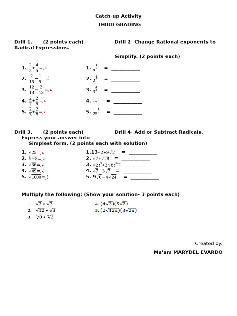 Third Grading Catch-Up Activities | PDF