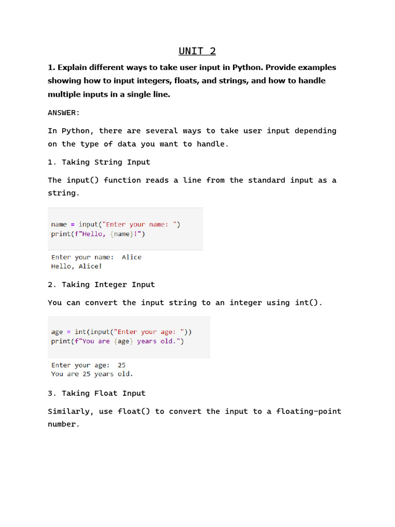 Python Input, Loops, and Lists Guide | PDF | Control Flow | Data Type