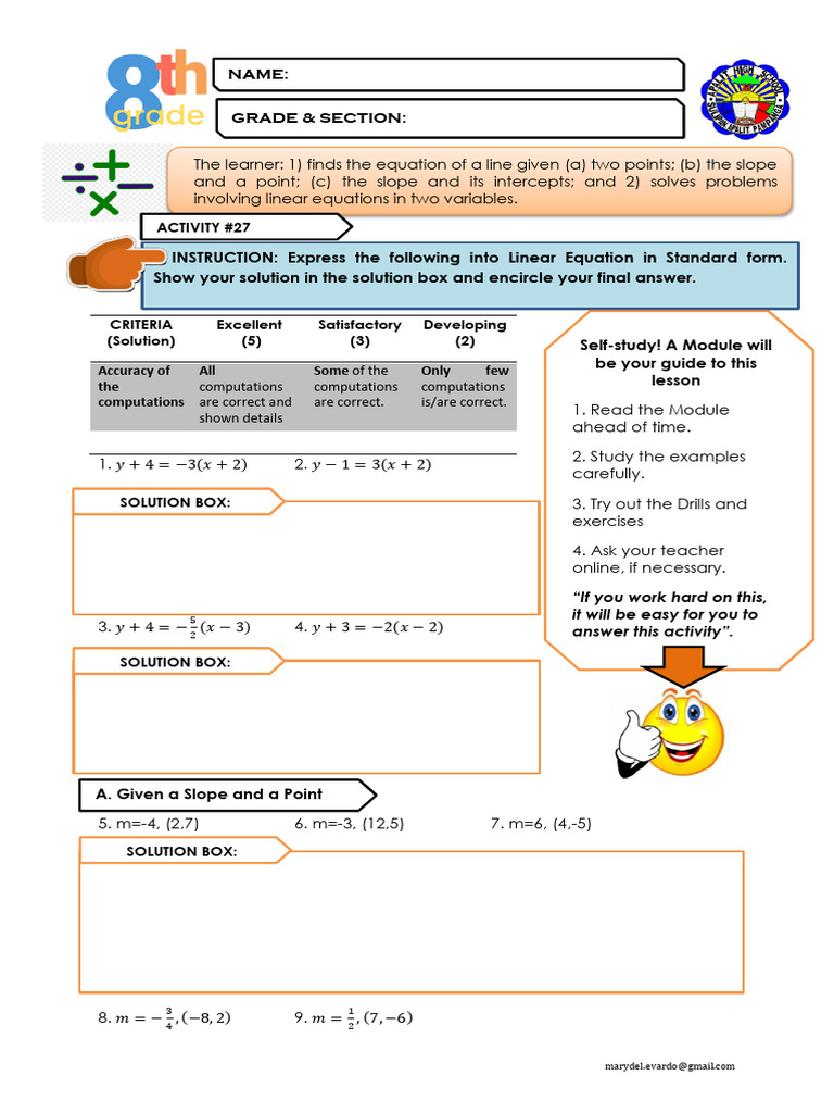 LAS Grade 8 Math Week 7 MELC | PDF | Equations | Mathematical Objects