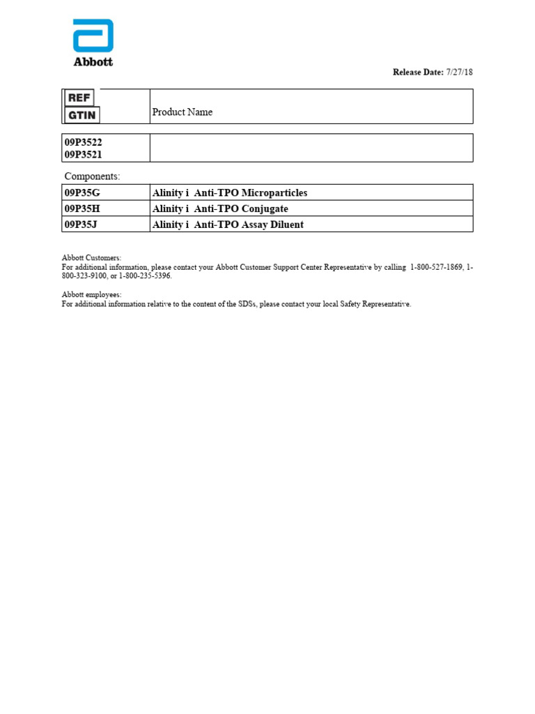 SDS Abbdia Reagent Alinity I Anti Tpo | PDF | Occupational Safety And ...