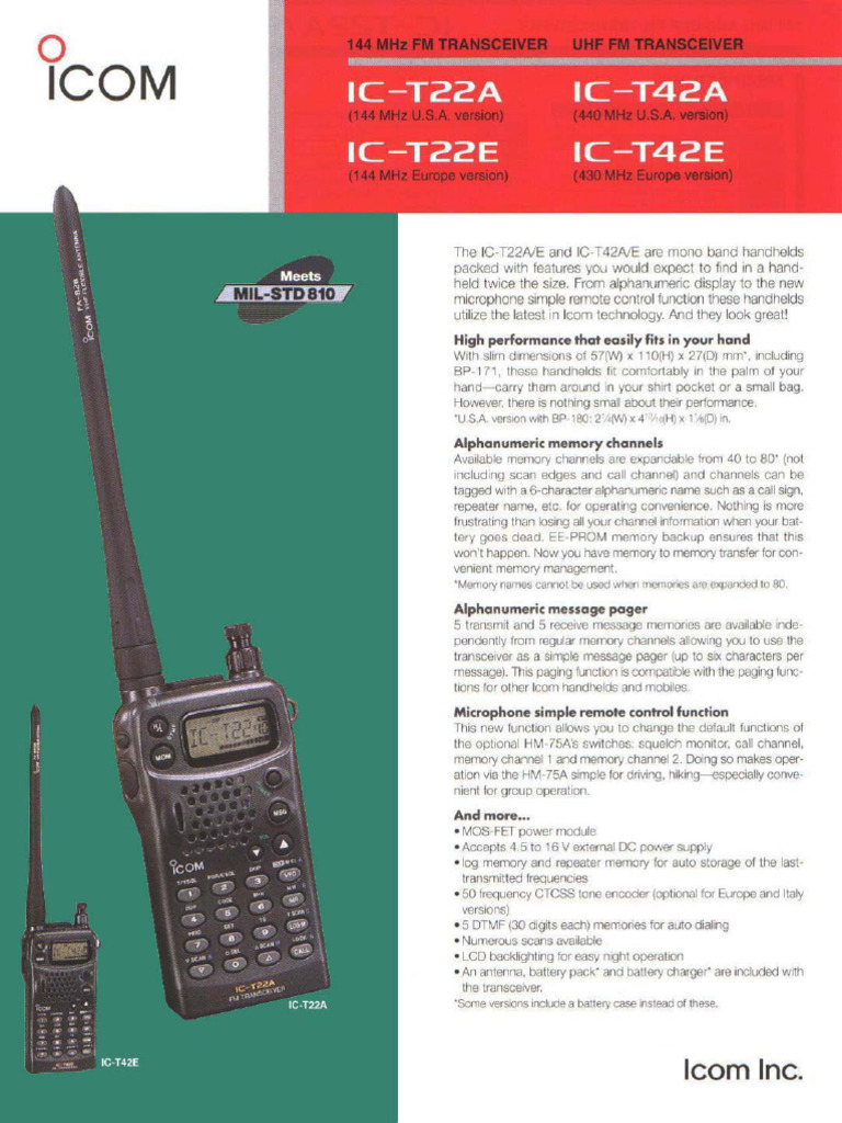 ICOM IC T22A User Manual | PDF