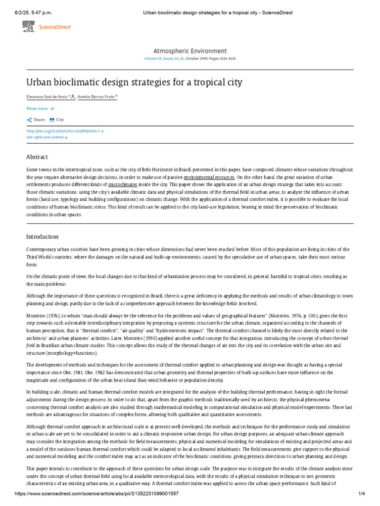 Urban Bioclimatic Design Strategies For A Tropical City - ScienceDirect ...