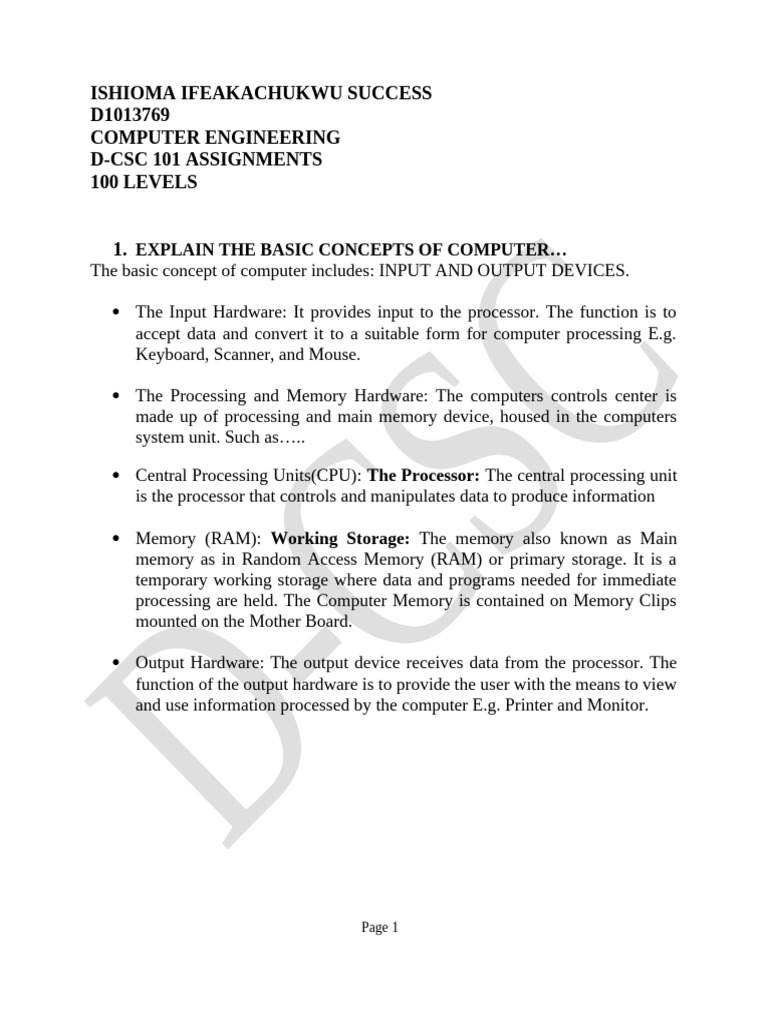 CSC 101 A | PDF | Internet | Input/Output