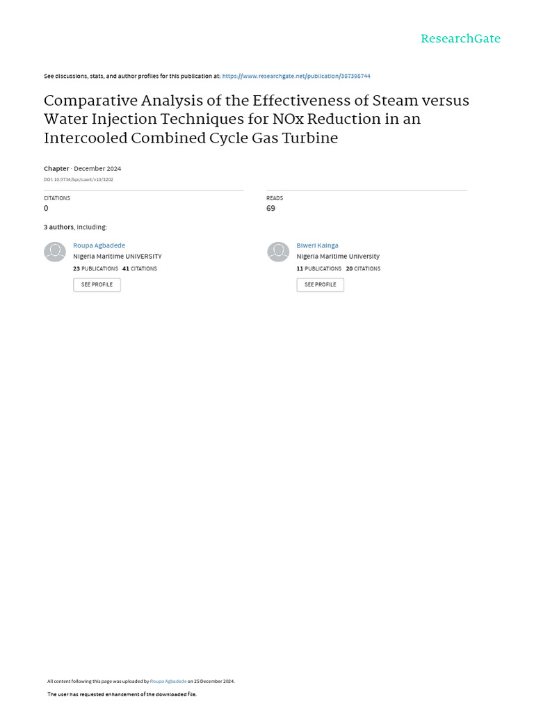 Steam vs Water Injection for NOx Reduction | PDF | N Ox | Engines