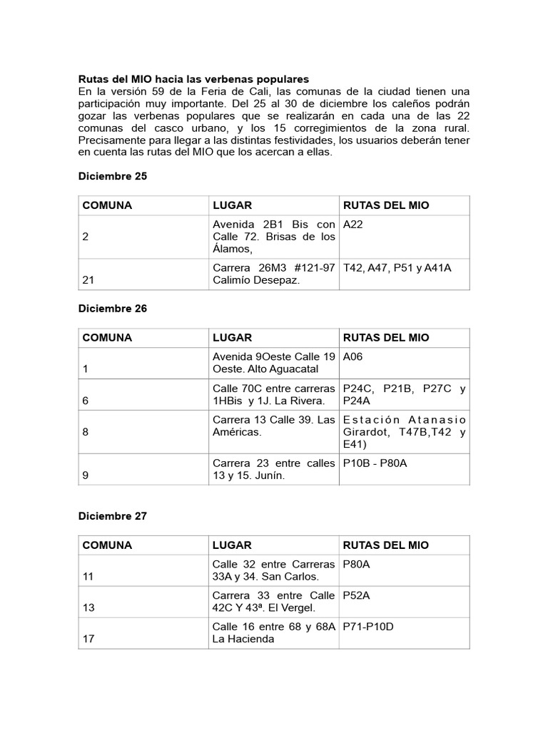 Rutas Del MIO1 | PDF