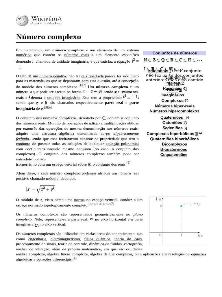 Número Complexo | PDF | Número complexo | Números