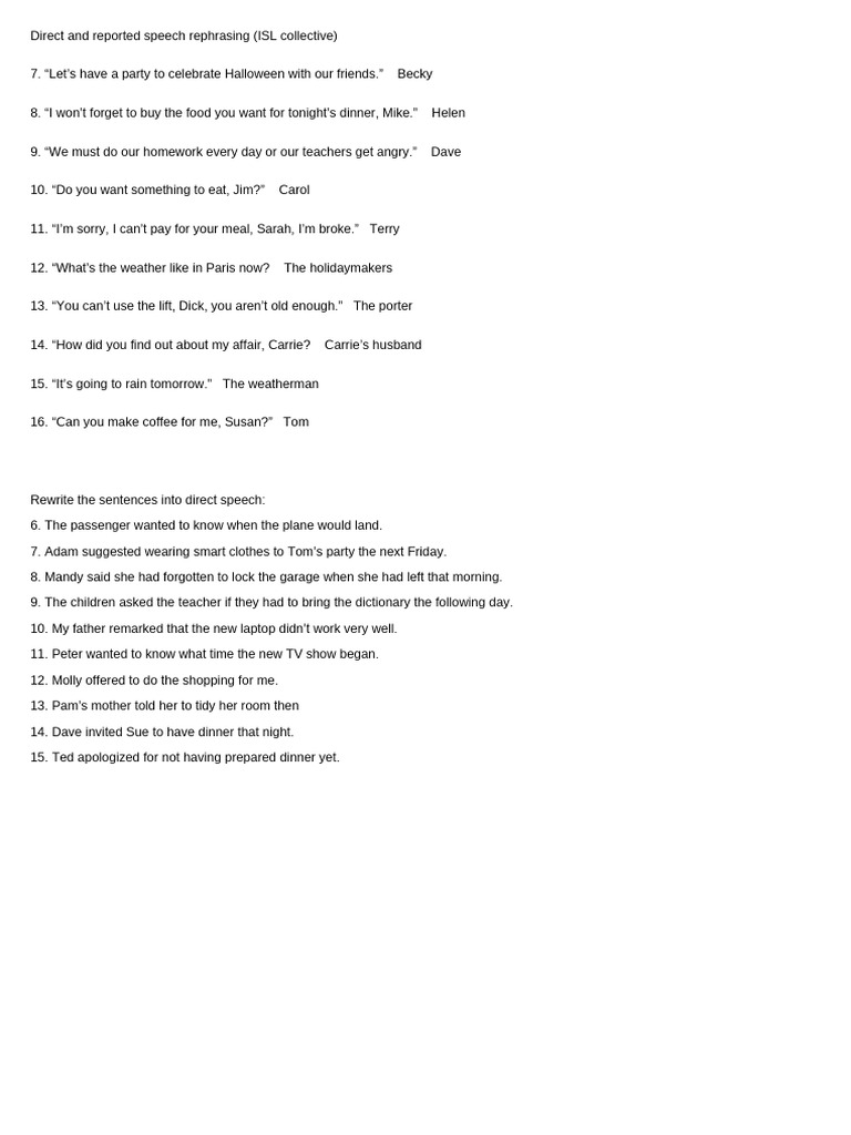 Direct and Reported Speech Rephrasing | PDF