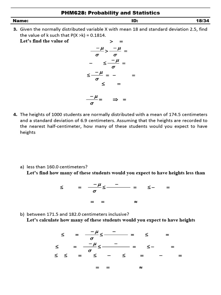 Assignments MA-50 | PDF | Standard Deviation | Normal Distribution