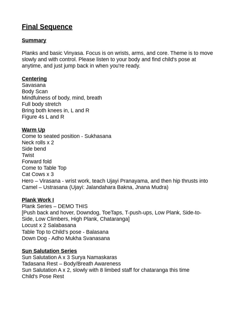 Final Yoga Sequence 1 HR | PDF