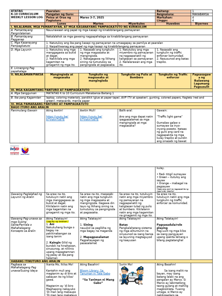 DLL Makabansa1 Q4 Week4 | PDF