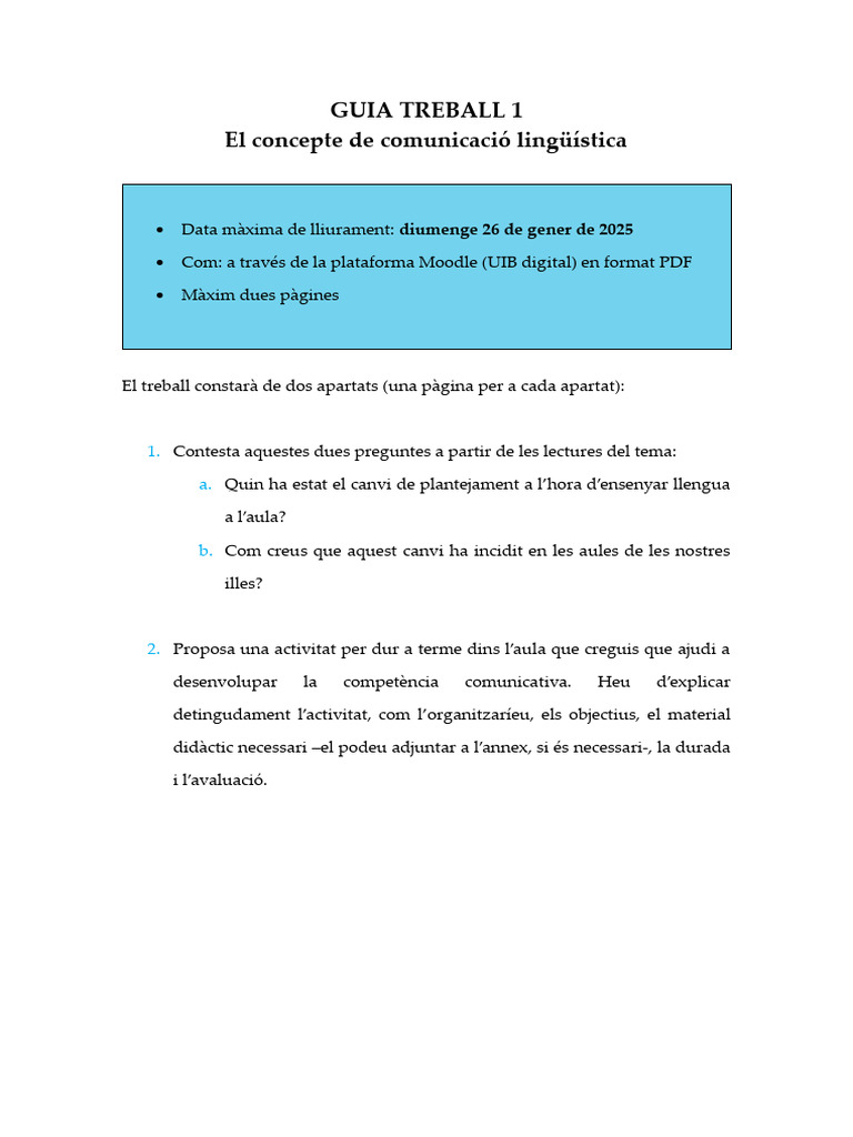 Guia Treball 1 | PDF