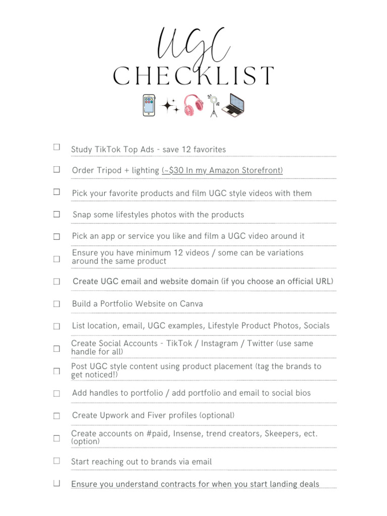UGC Content Creation Checklist | PDF