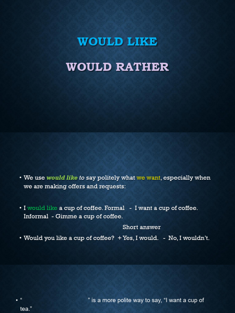 Would Like and Would Rather | PDF