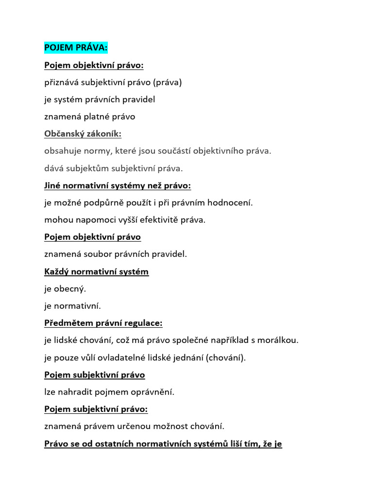 Zpracovane Odpovedniky K Zapoctu Teorie Prava I | PDF