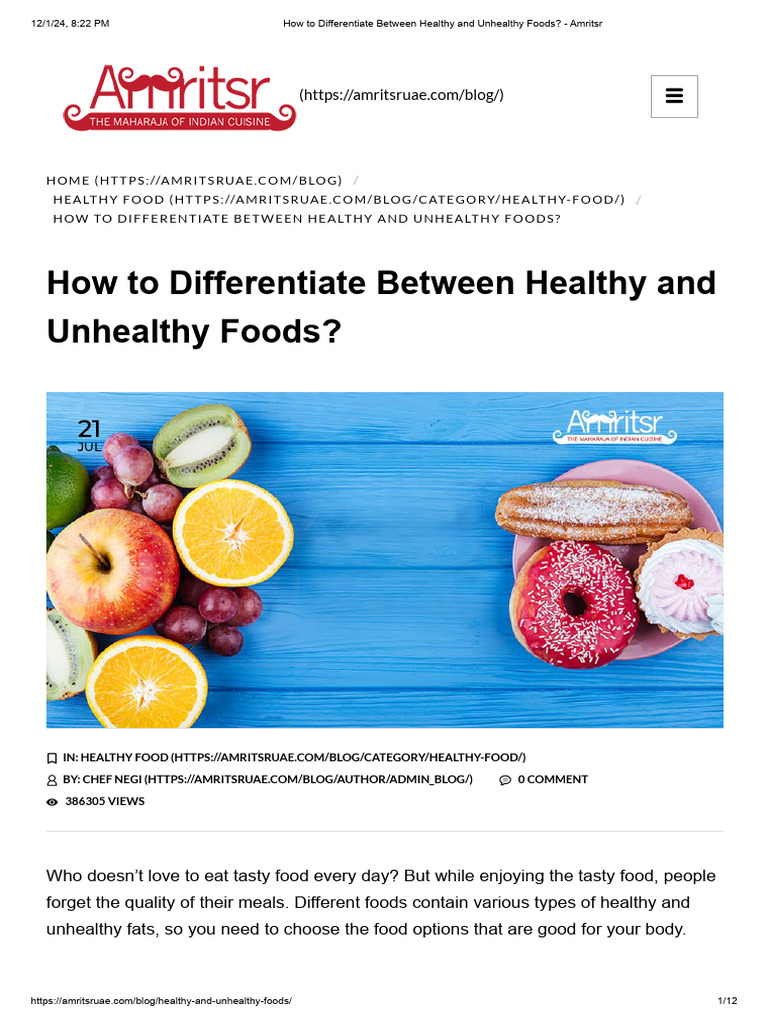 Healthy vs Unhealthy Foods Guide | PDF | Fat | Healthy Diet