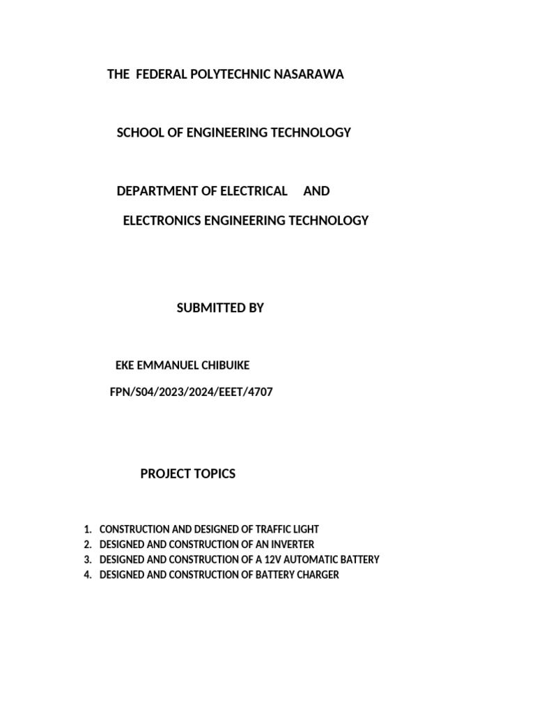 The Federal Polytechnic Project | PDF