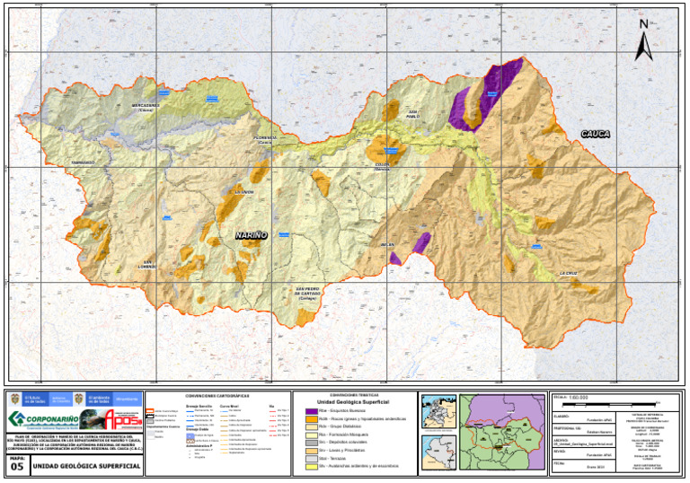 Mapa Geológico Río Mayo Nariño Cauca | PDF | Agua | Rocas