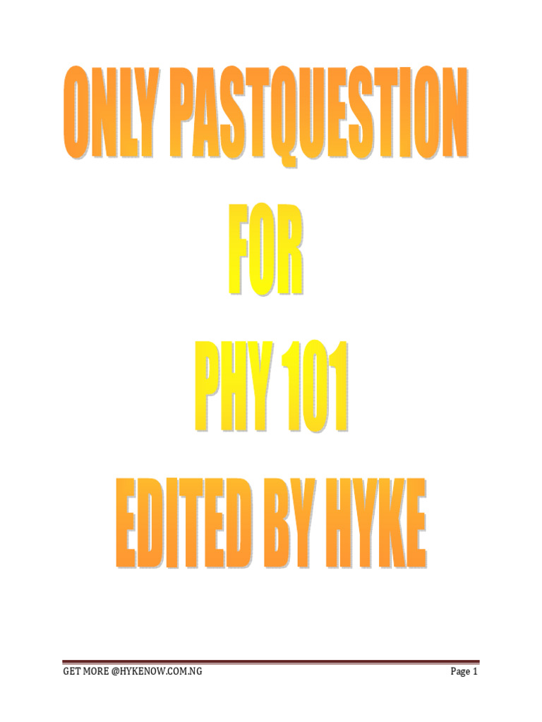 PHY 101 PQ and ANS | PDF